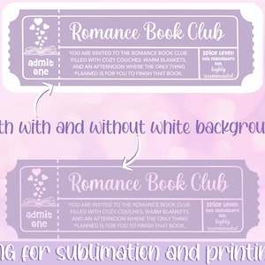 Romance Book Club Ticket Bookmark | PNG Digital Download |bookish ...