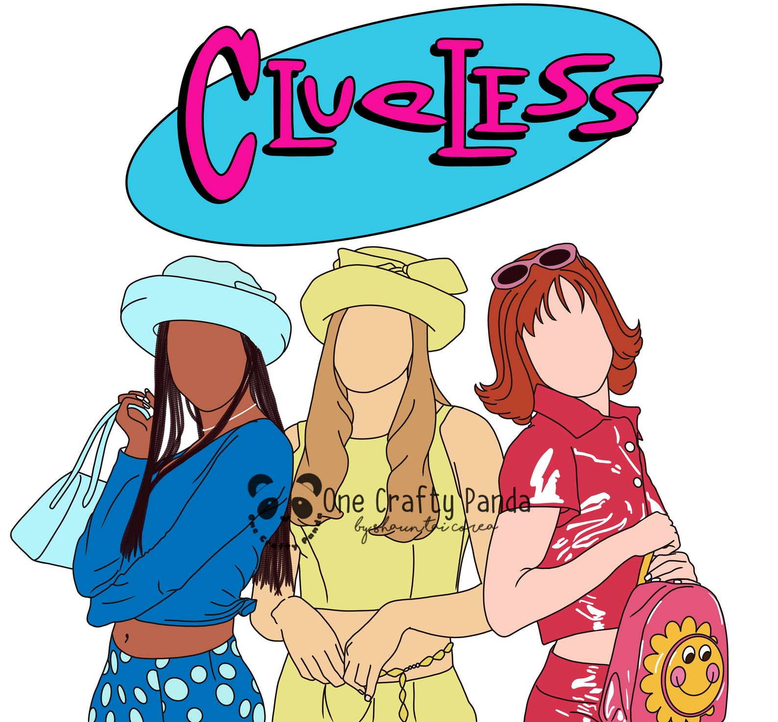 Clueless 90s Movie and TV Show Minimalist Portrait Logo PNG Bundle for ...