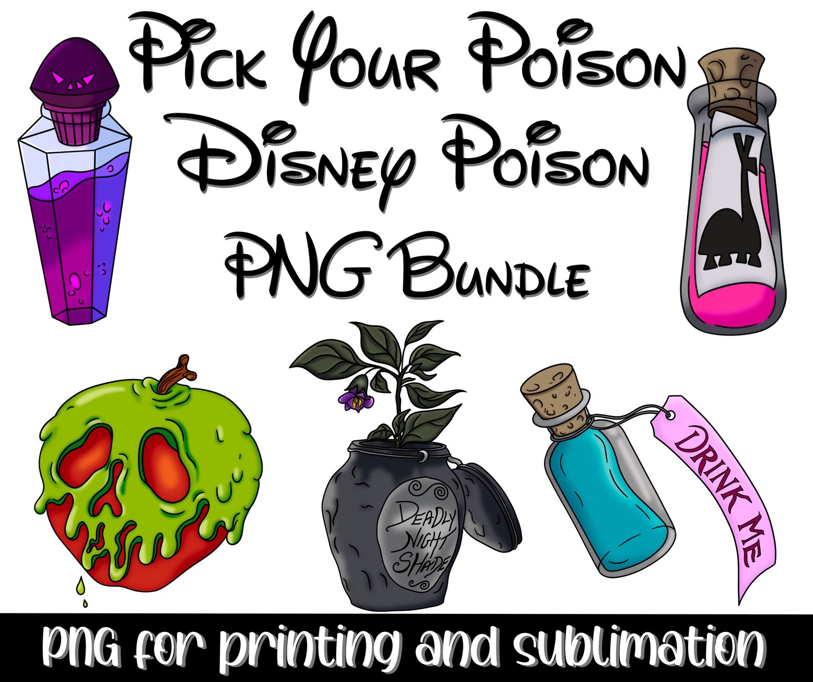 Inspired Pick Your Poison PNG Bundle | Snow White | Hercules | Kuzco ...