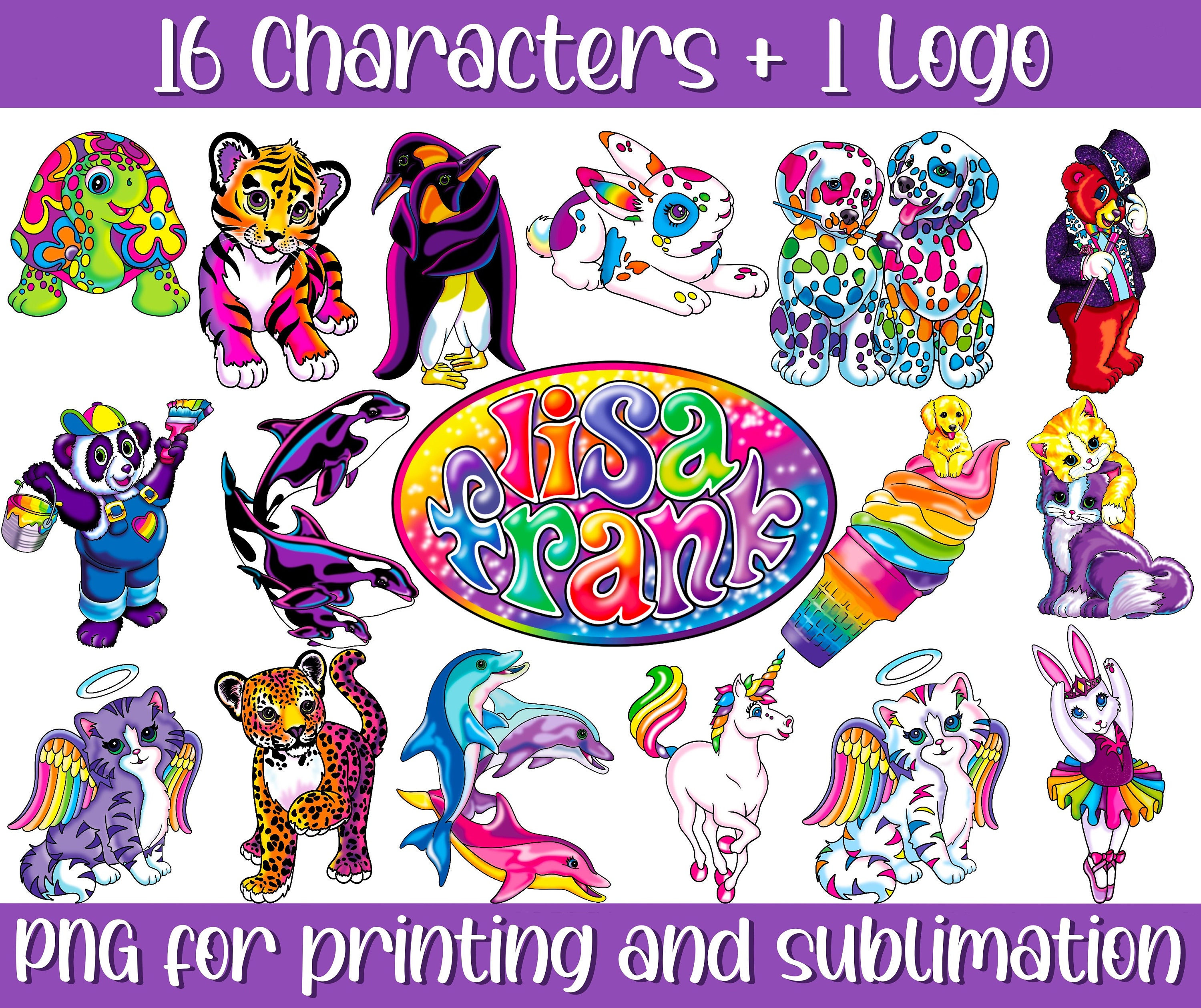 Paquete PNG Nostalgia Rainbow de los 90 / Lisa Frank Inspirado ...
