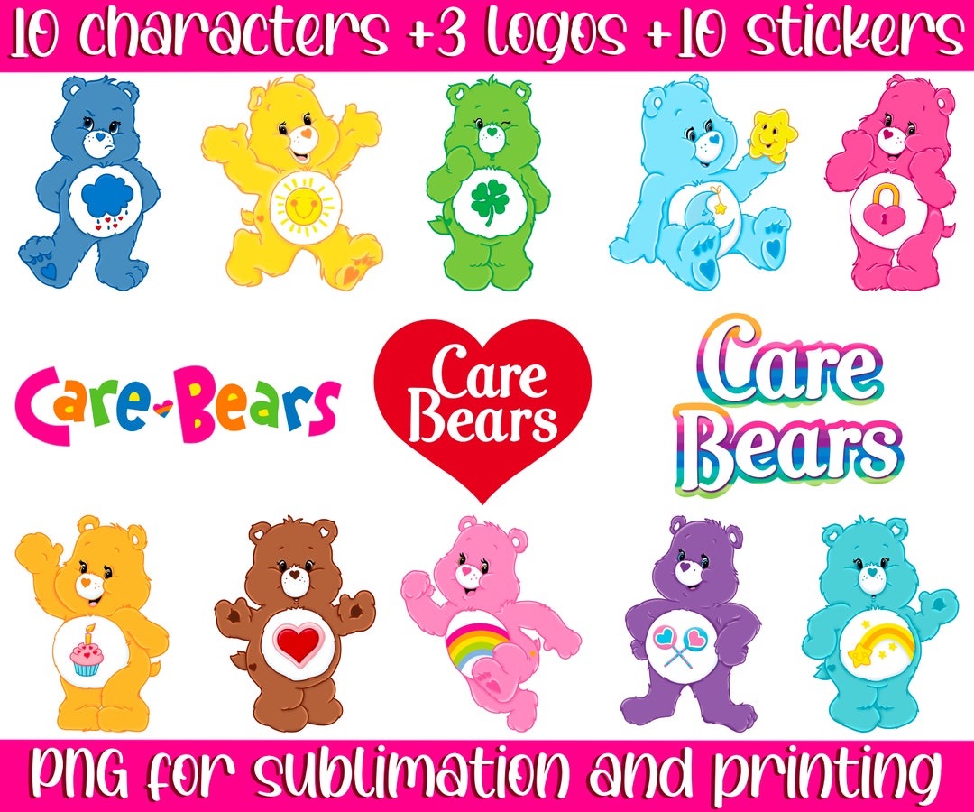 90s Nostalgia Colorful PNG Bundle | Care Bear Inspired | Rainbow ...