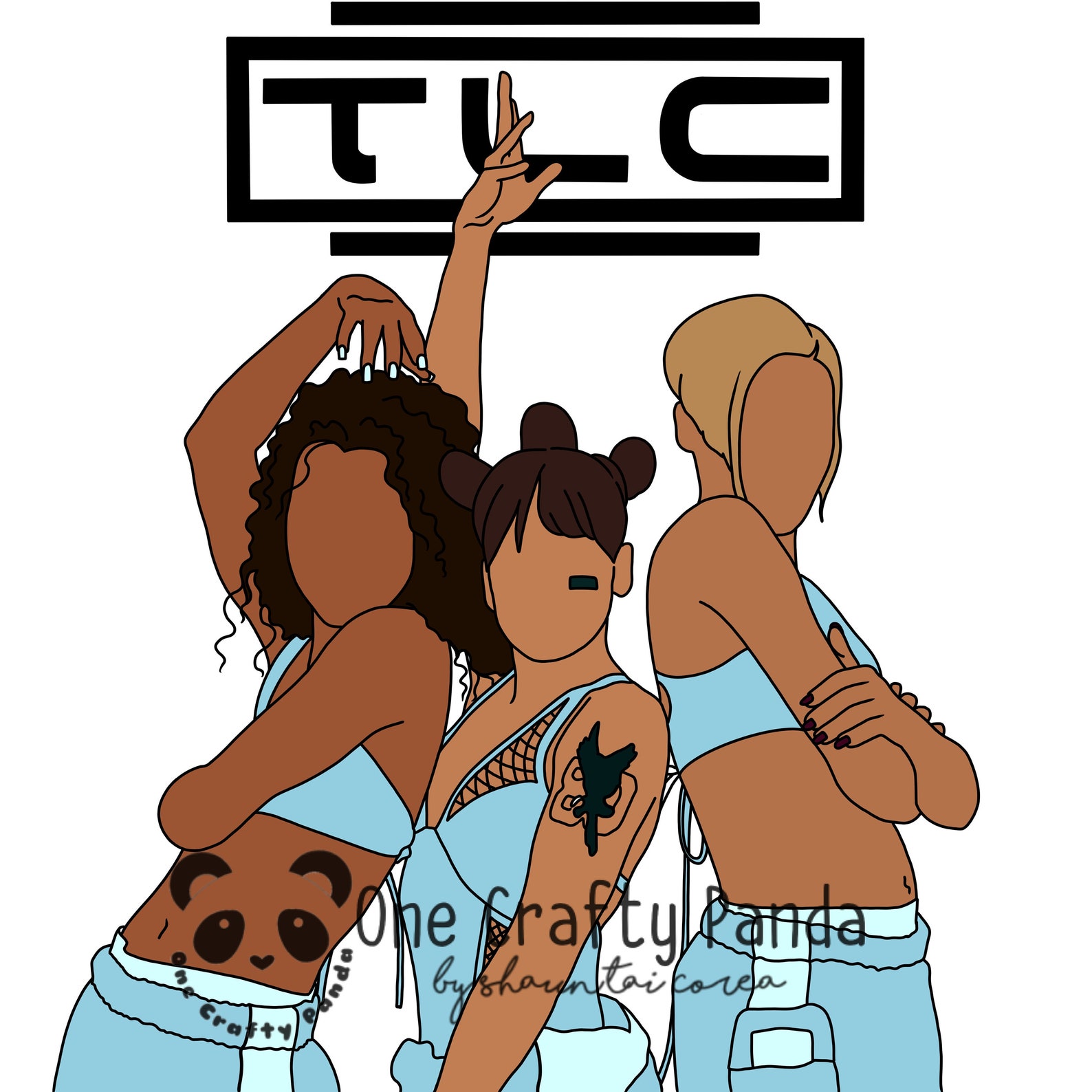TLC 90s Minimalist Portrait PNG Design for Sublimation | Waterslide | Print Then Cut | Black ...