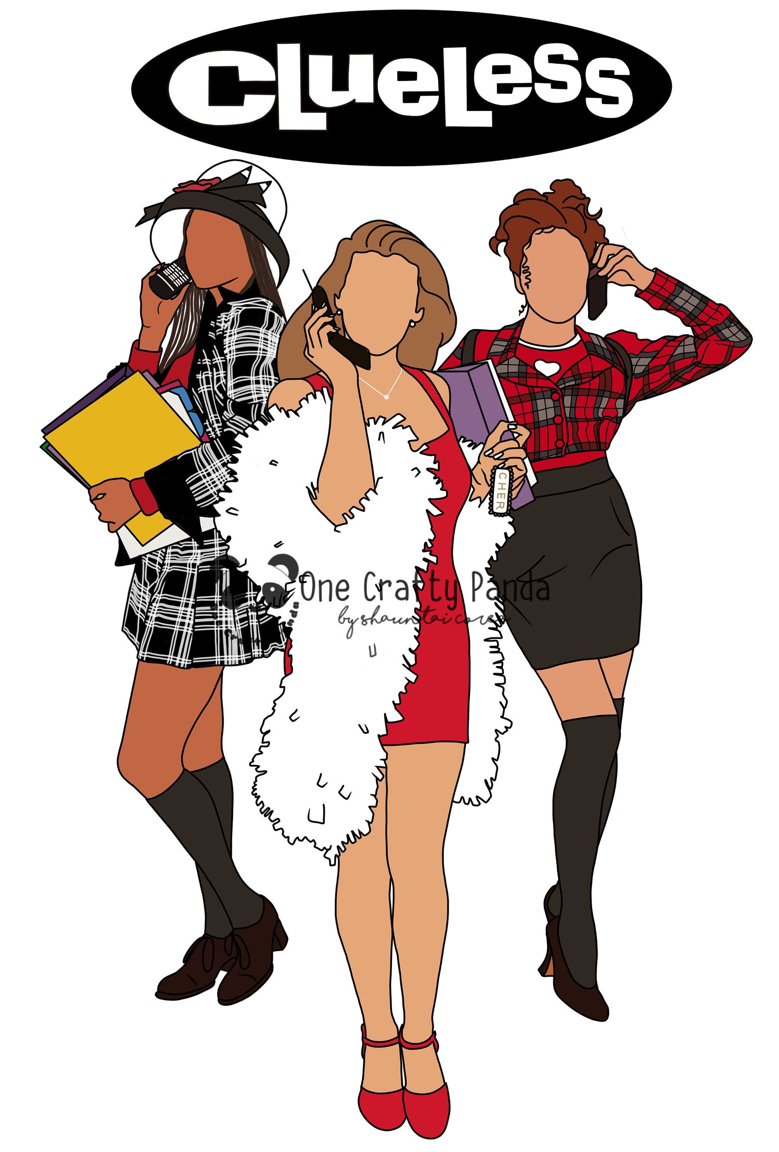 Clueless 90s Movie and TV Show Minimalist Portrait Logo PNG Bundle for ...