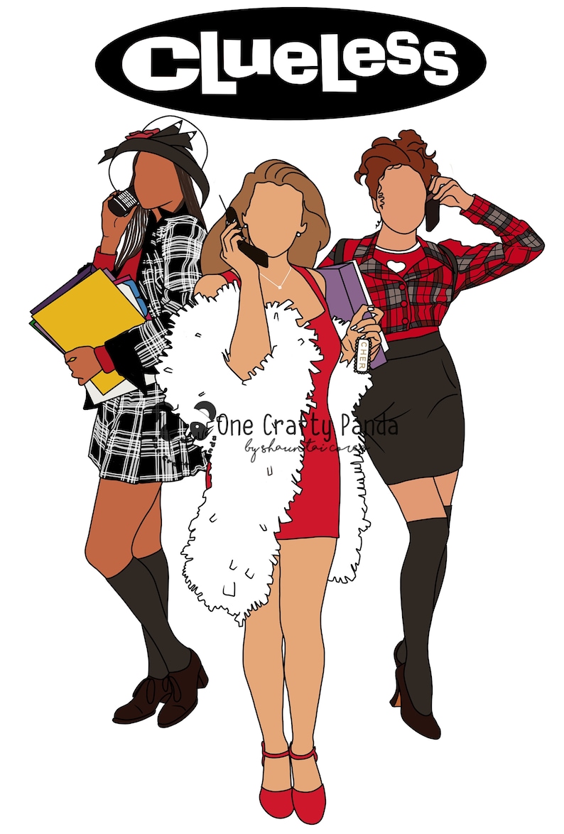 Clueless 90s Movie and TV Show Minimalist Portrait Logo PNG Bundle for ...