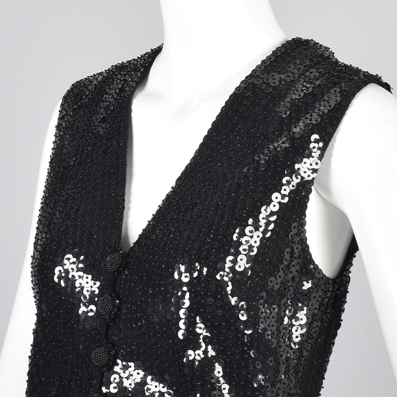 Medium 1970s Sequined Vest 70s Sequin Vest Disco Cocktail - Etsy