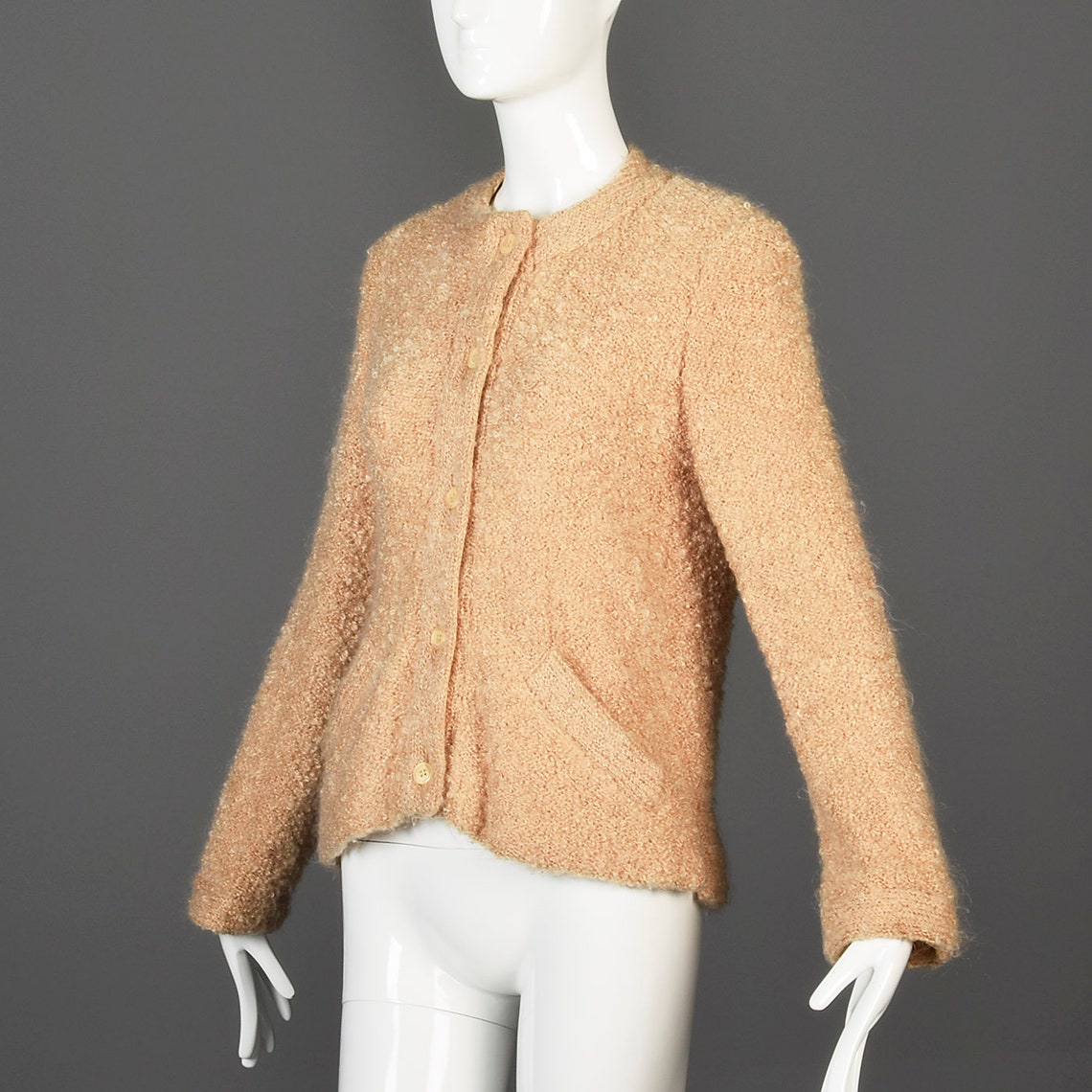 Courreges Cardigan Courreges Sweater Cream Boucle Knit Cardigan 60s ...