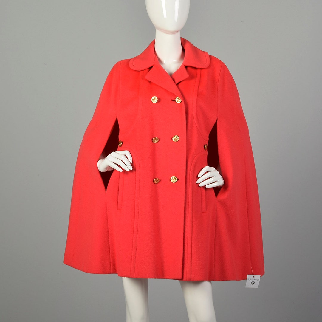 OSFM 1960s Cape Bright Orange Double Breasted Day Glo Neon Felted Cloak ...