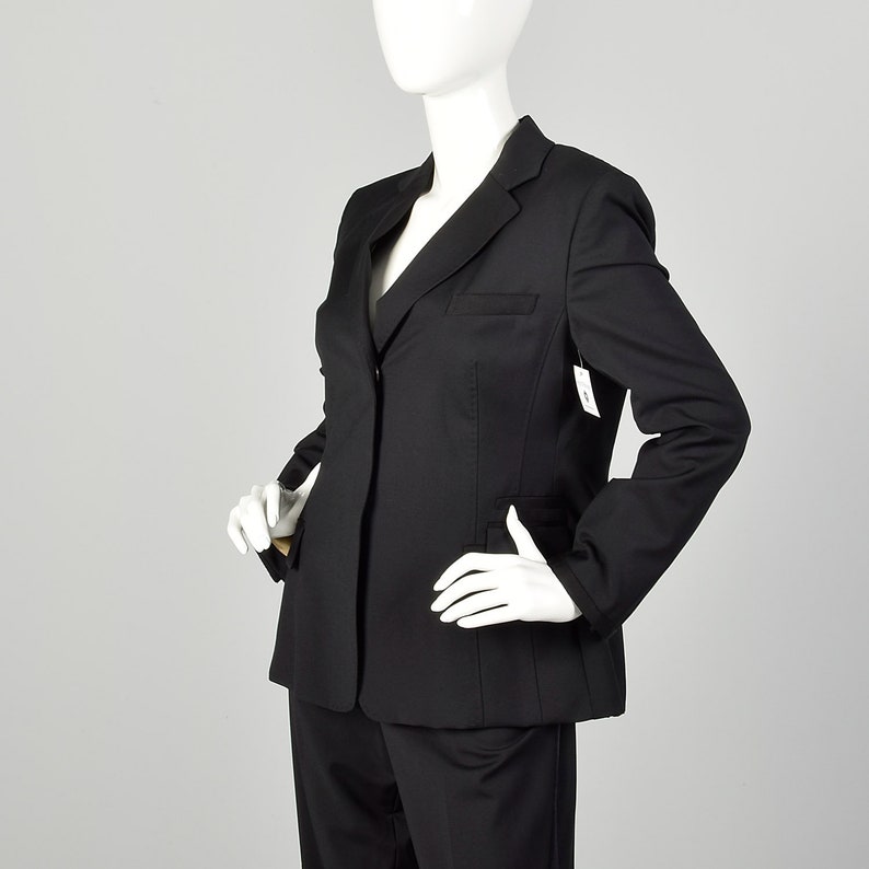 Medium 2000s Strenesse Tuxedo Black Satin Stripe Formal Suit Hollywood ...
