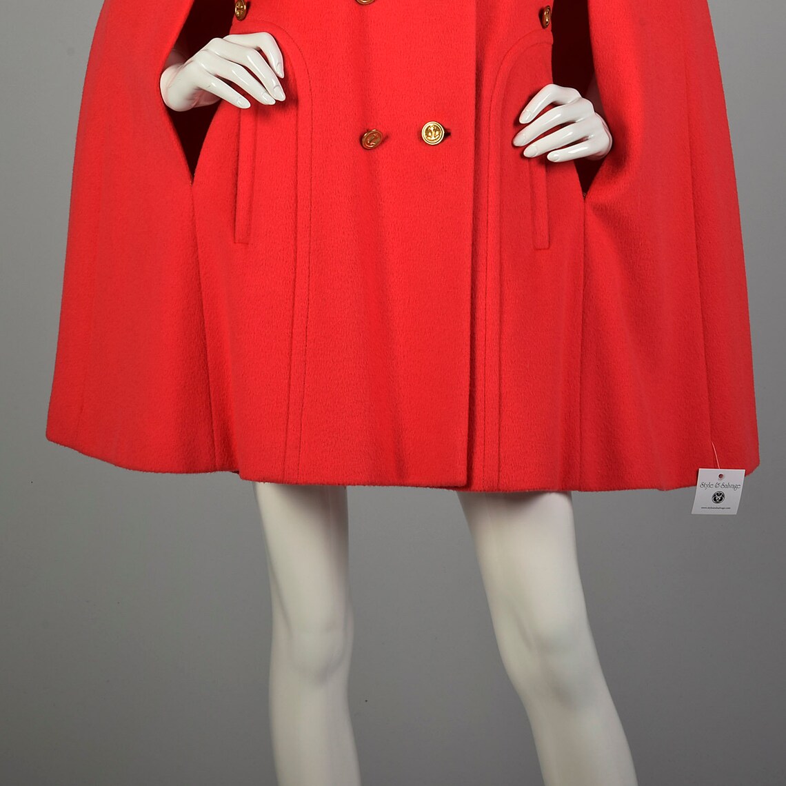 OSFM 1960s Cape Bright Orange Double Breasted Day Glo Neon Felted Cloak ...