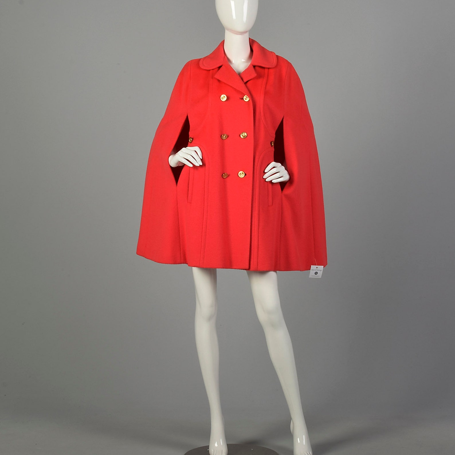 OSFM 1960s Cape Bright Orange Double Breasted Day Glo Neon Felted Cloak ...