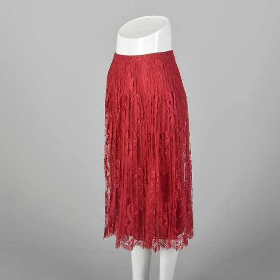 Small 1970s André Laug for Audrey Hepburn Red Lace Sk… - Gem