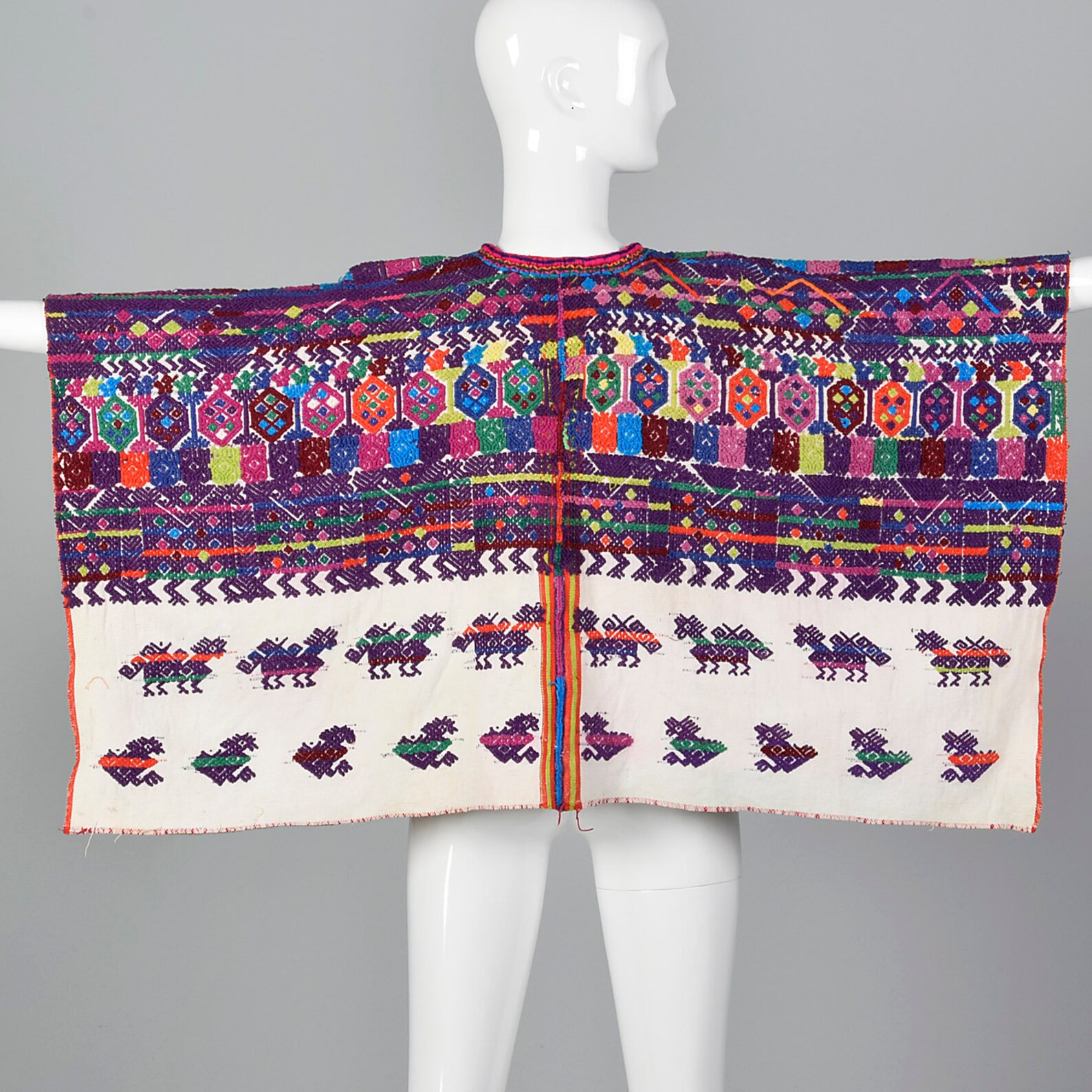 1950s Bohemian Hand Loomed Cotton Huipil Poncho - Etsy