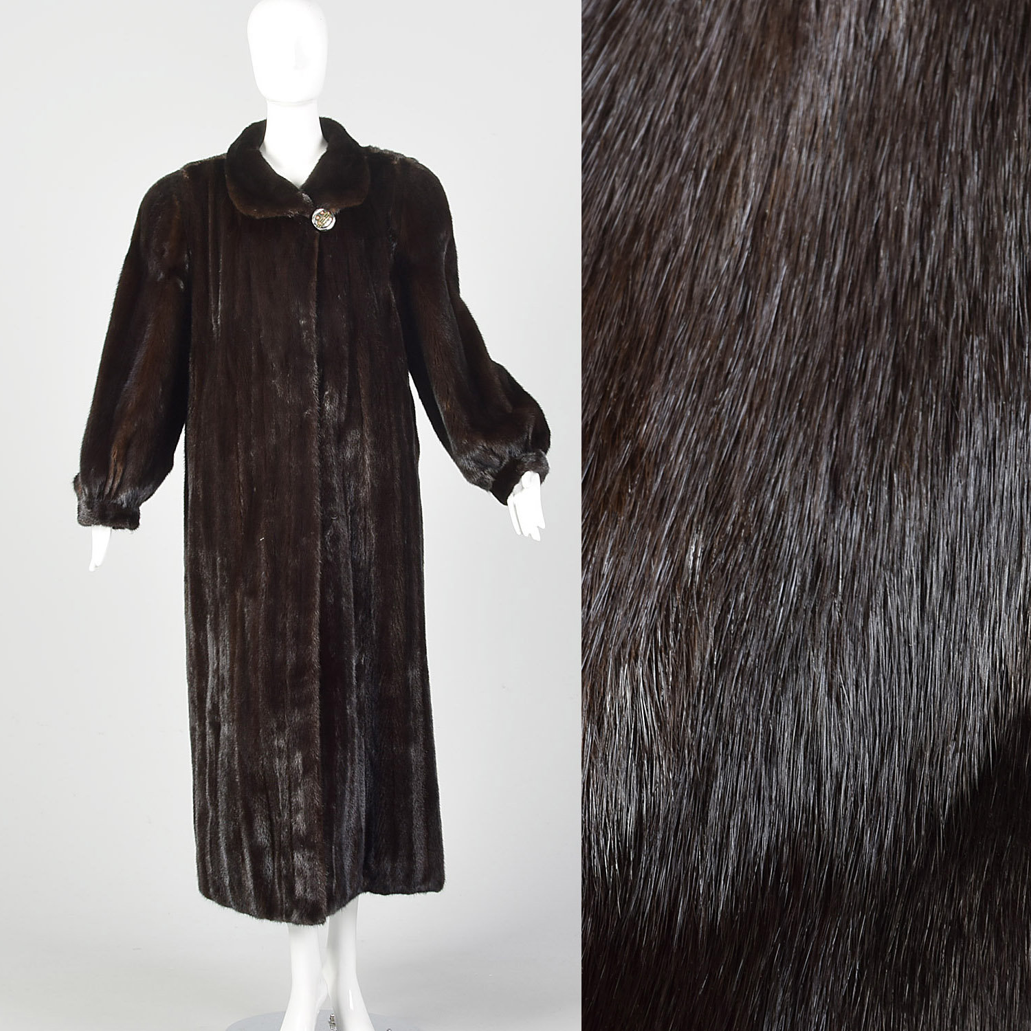 XL Fur Coat Mink Full Length Chocolate Brown Long Heavyweight Winter ...