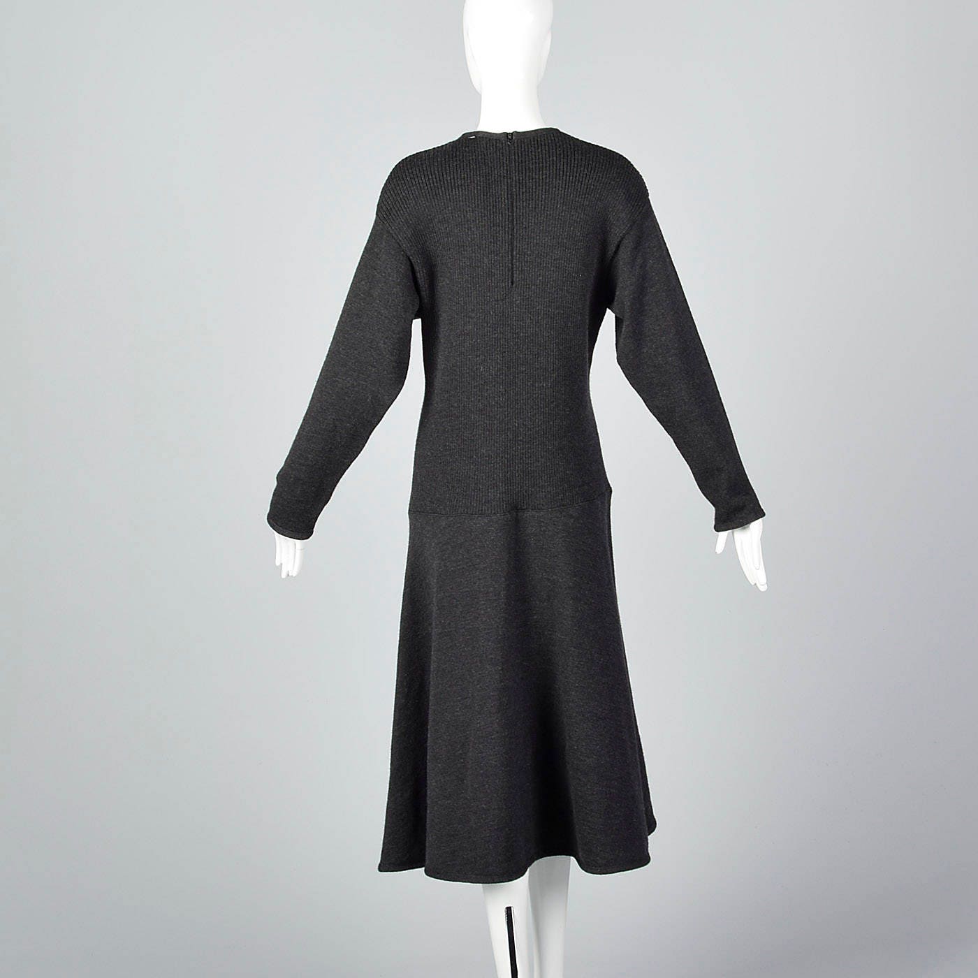 Medium 1970s Lilli Ann I. Magnin Gray Sweater Dress Long Sleeve Wool ...