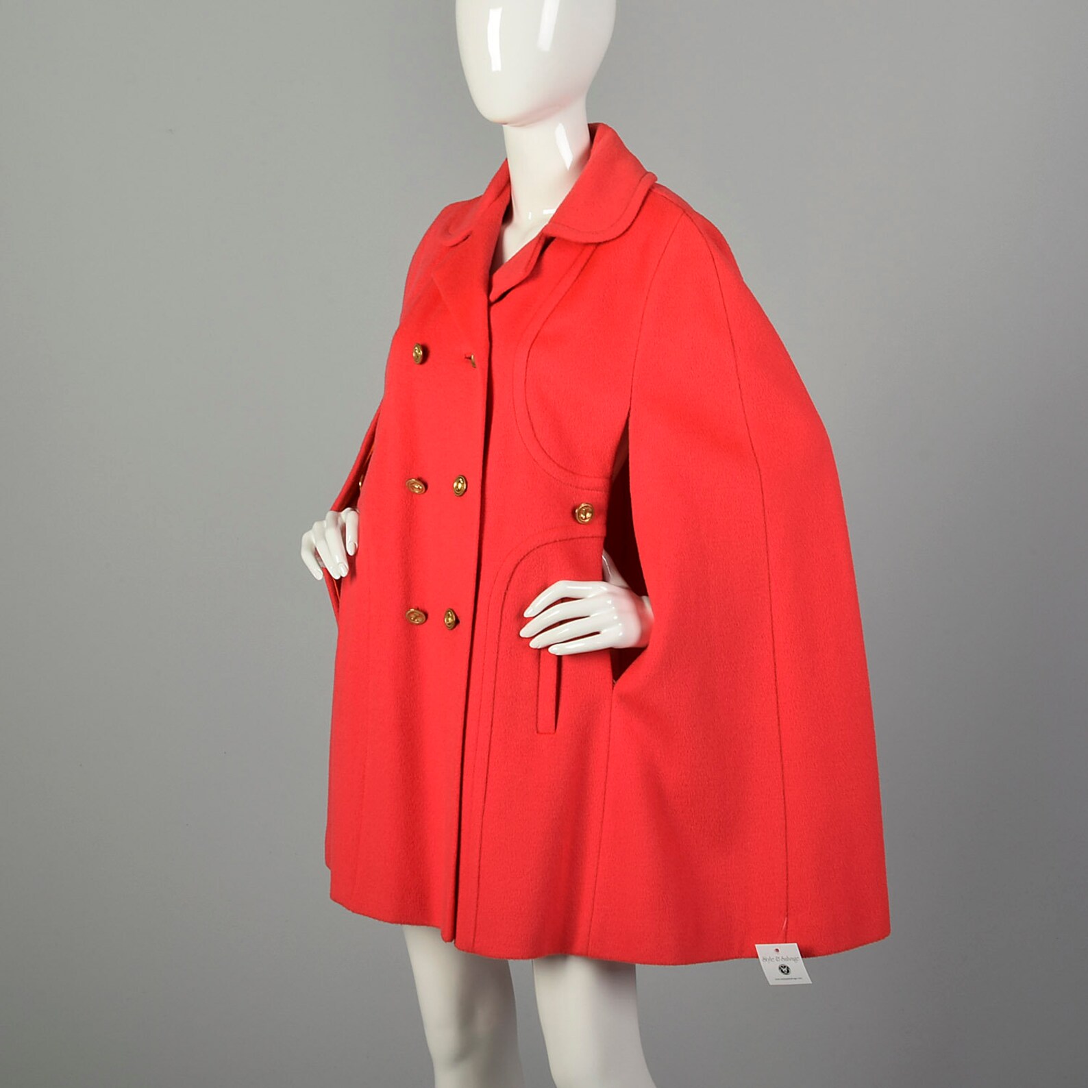 OSFM 1960s Cape Bright Orange Double Breasted Day Glo Neon Felted Cloak ...