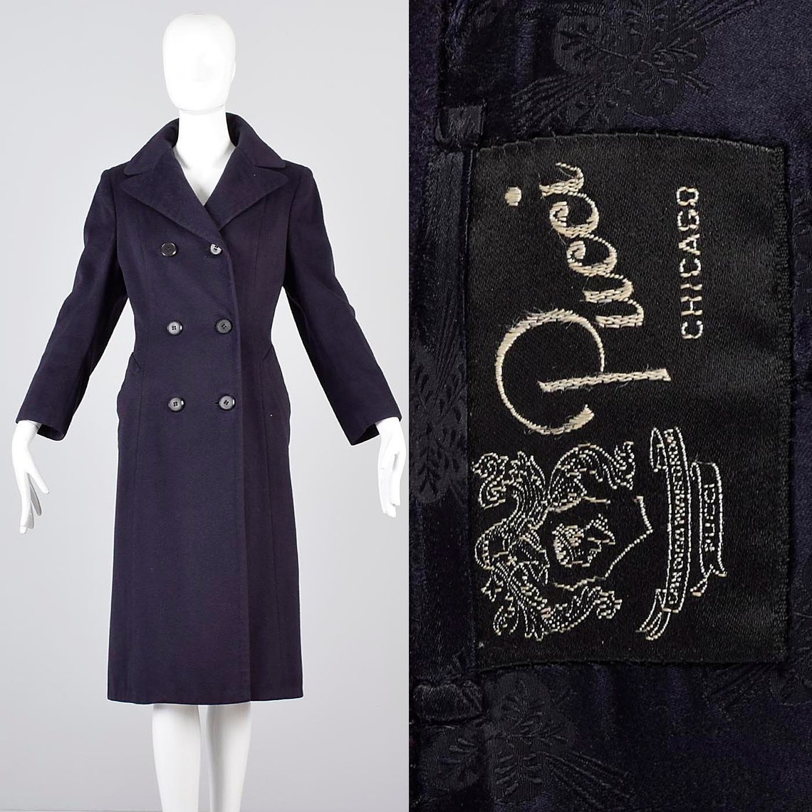 Pucci Coat Cashmere Coat 70s Coat 1970s Winter Coat Navy Blue Cashmere ...
