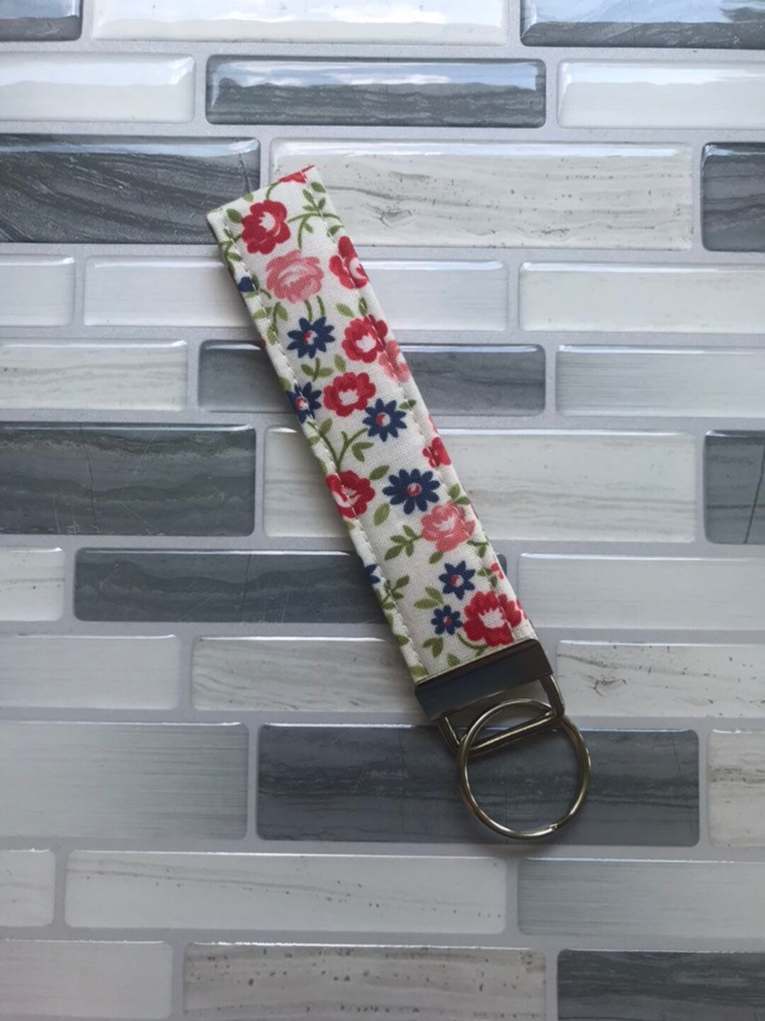 Floral Handmade Keychains Fabric Keychain Keychain - Etsy