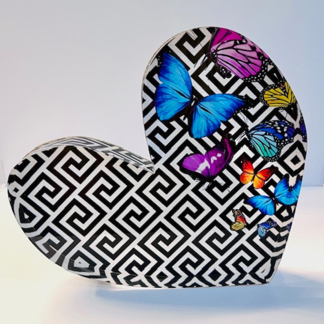 Butterfly Key Acrylic Heart Block Home Decor - Etsy