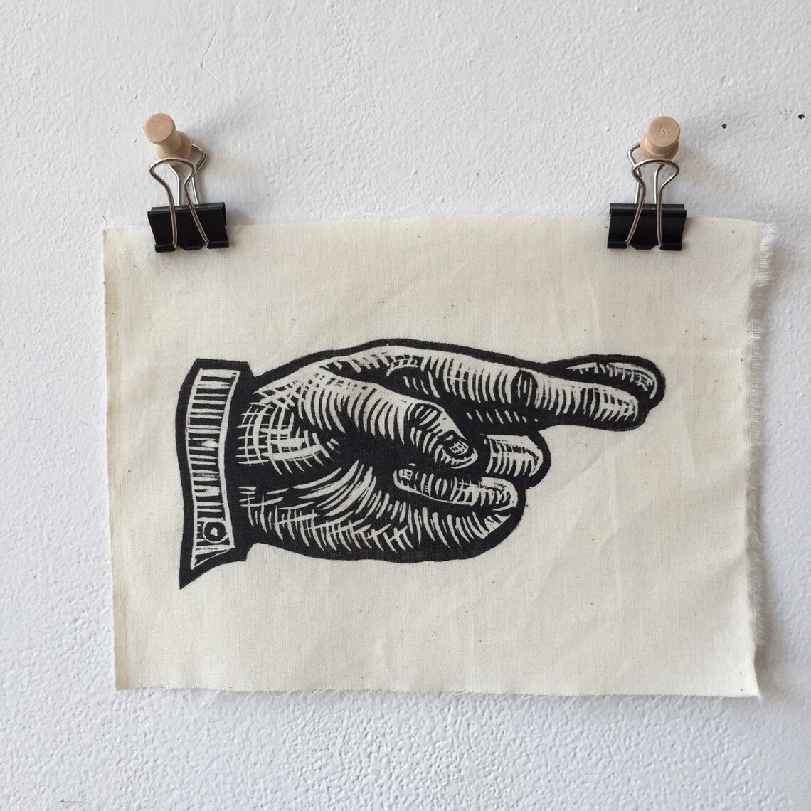 Crossed Fingers Linocut Patch - Etsy