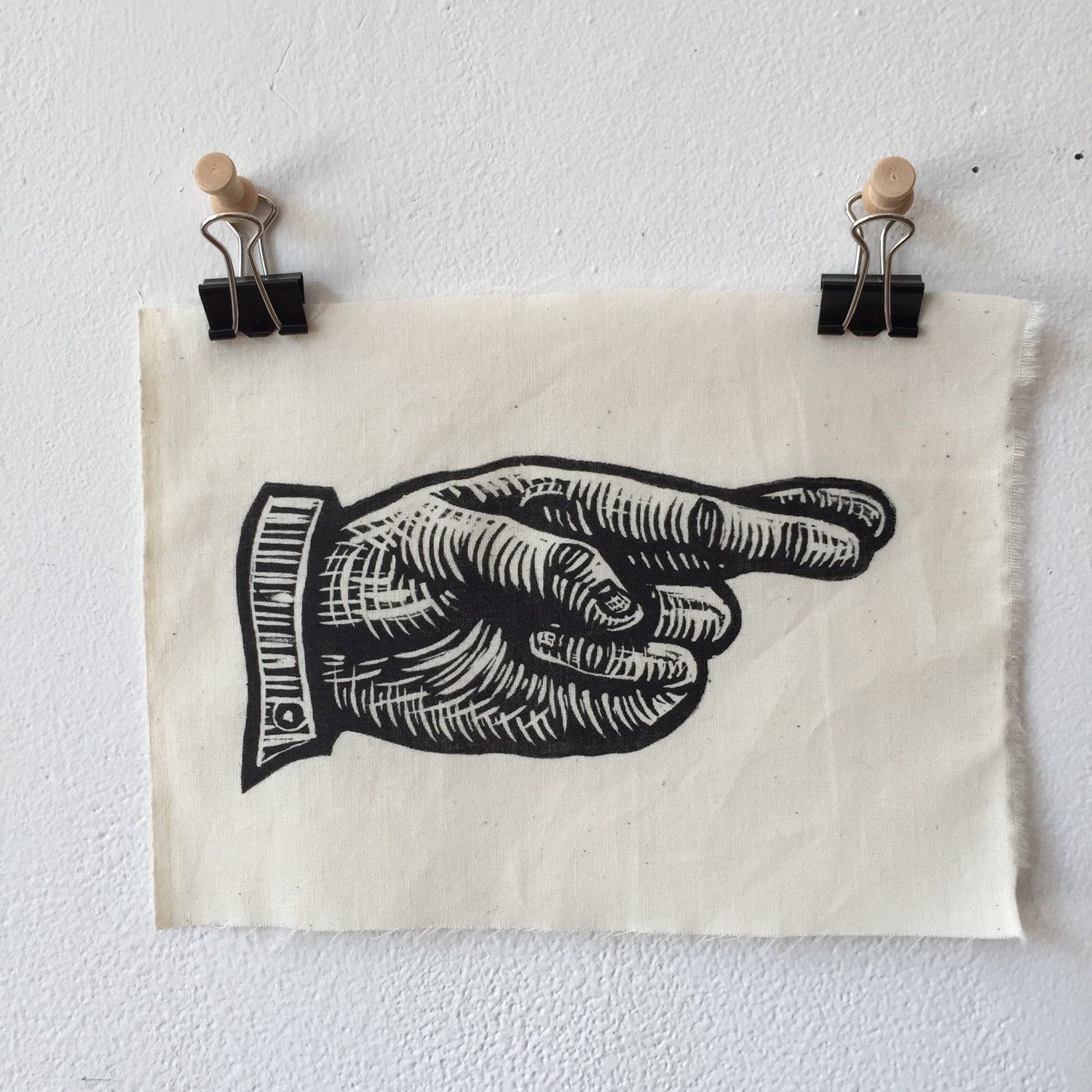 Crossed Fingers Linocut Patch - Etsy