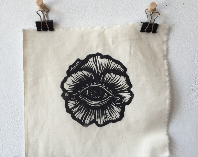 All Seeing Flower Linocut Patch - Etsy