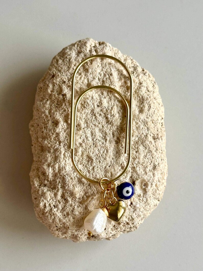 Planner Paper Clip | Pearl Heart Gold Plated Bookmark for Journal ...