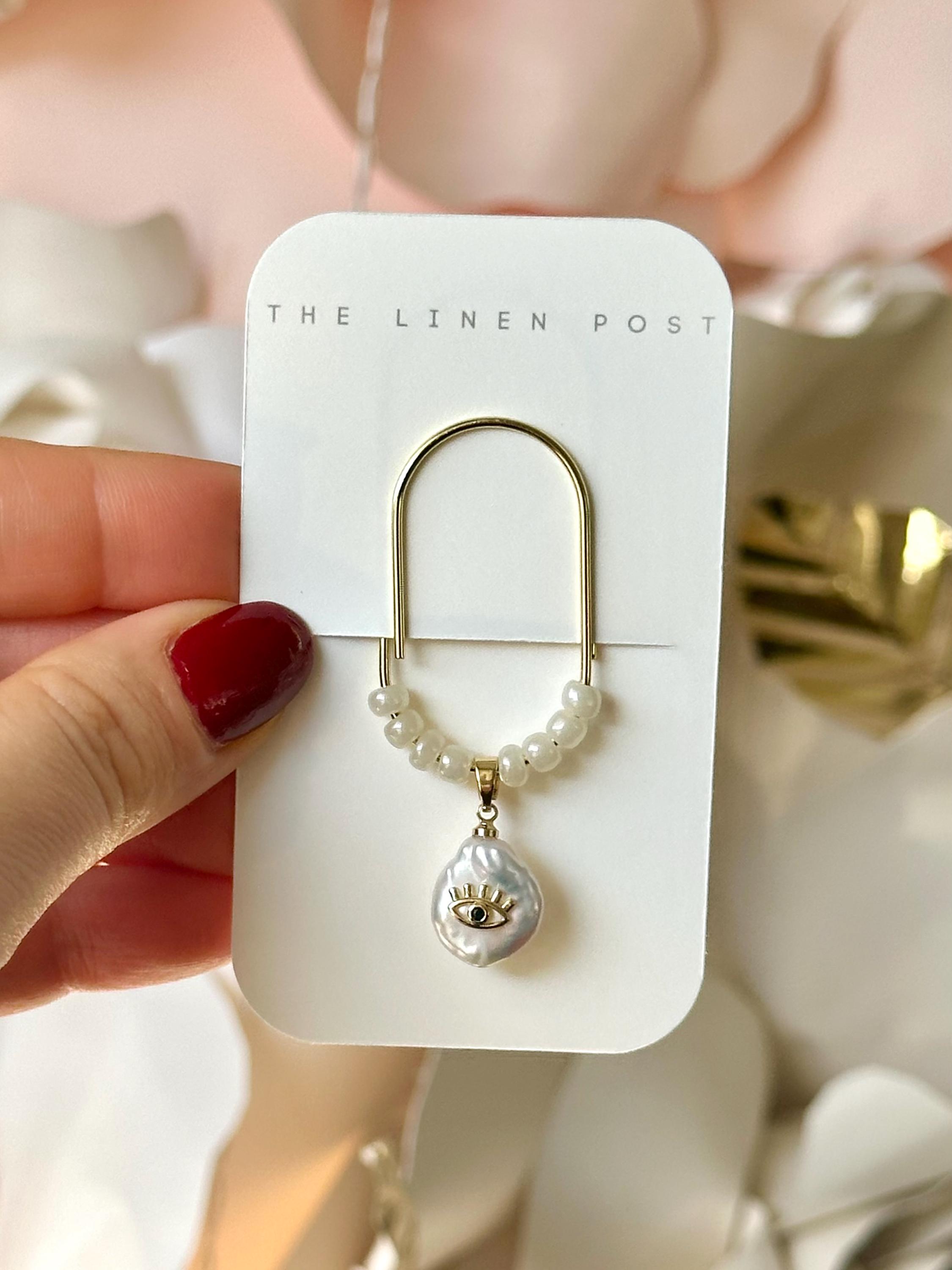 Planner Paper Clip | Pearl Evil Eye Gold Plated Bookmark Journal ...