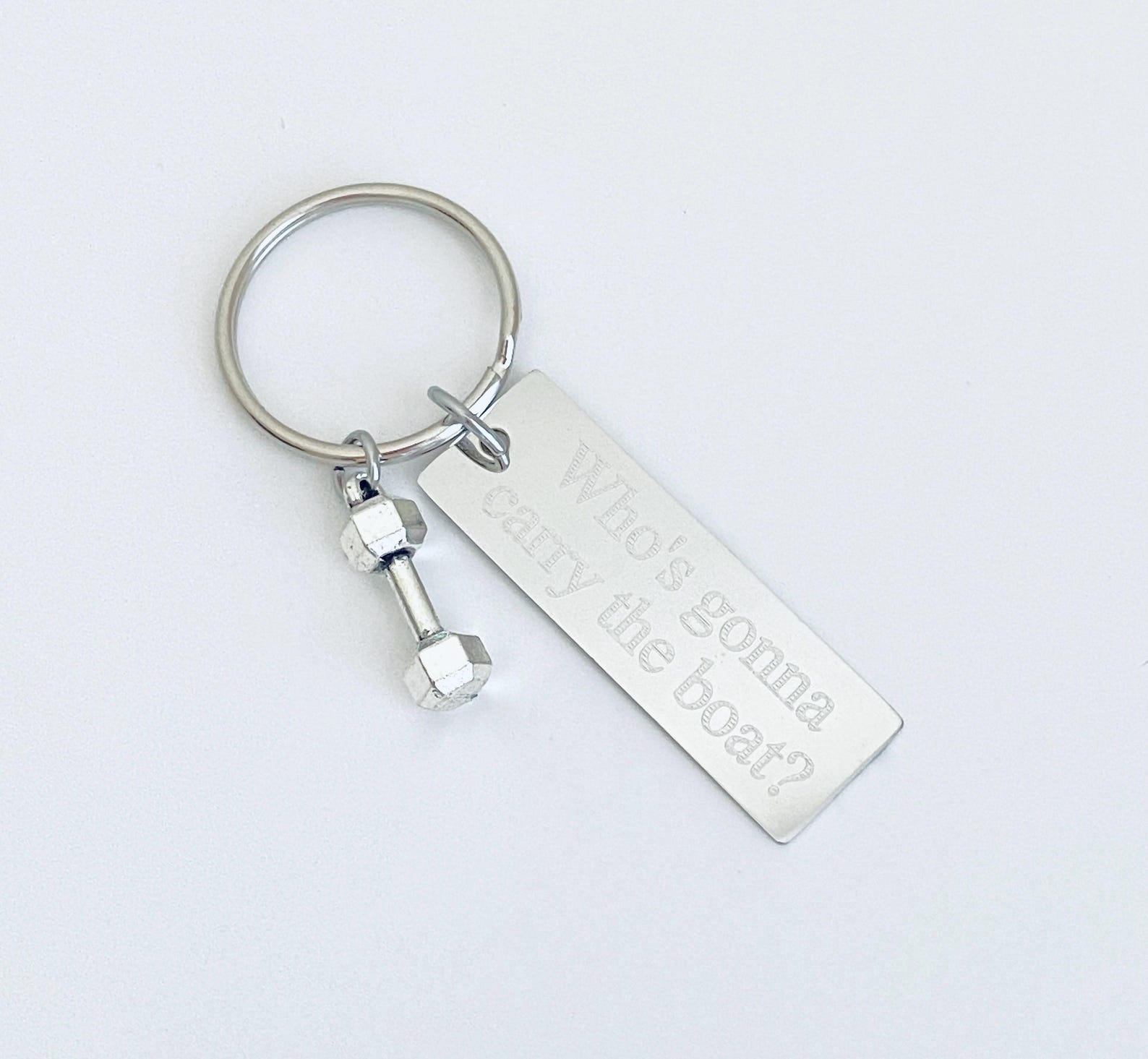 Personalized Dumbbell Key Chain. Customized Stainless Steel Tag ...