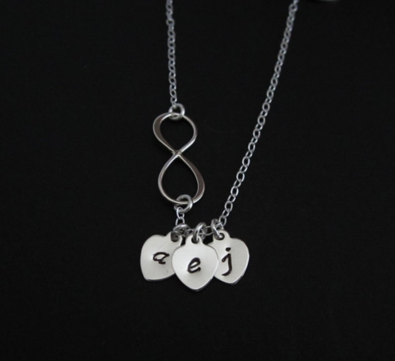 Sterling Silver Infinity Necklace. 3 Silver Heart Necklace. | Etsy