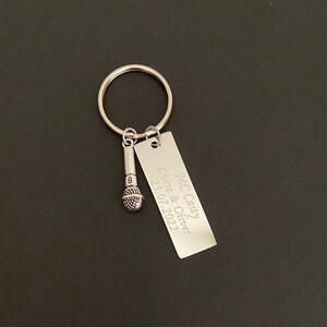Personalized Microphone Key Chain. Customized Stainless Steel Tag. Name ...