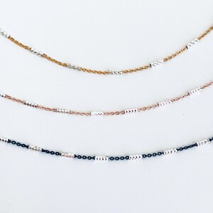 Delicate Chain Necklace. Sterling Silver Chain Necklace. Two Tone Chain ...