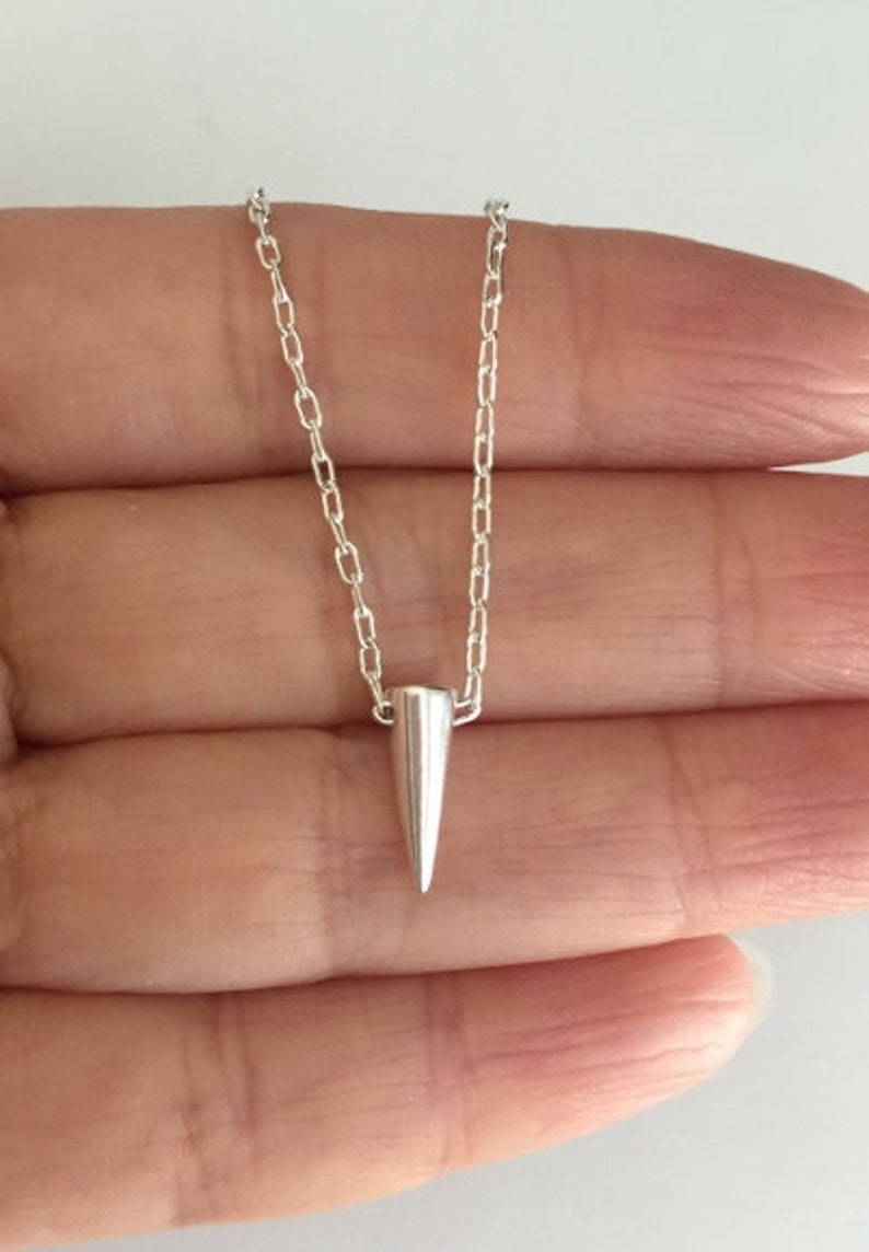 Delicate Tiny Sterling Silver Spike Necklace. Boho Necklace. | Etsy