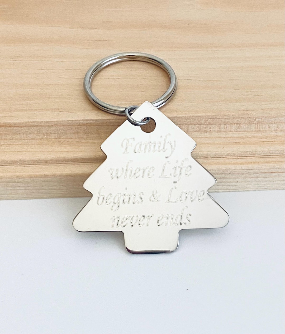 Personalized Stainless Steel Family Tree Key Chain. Customized Family ...