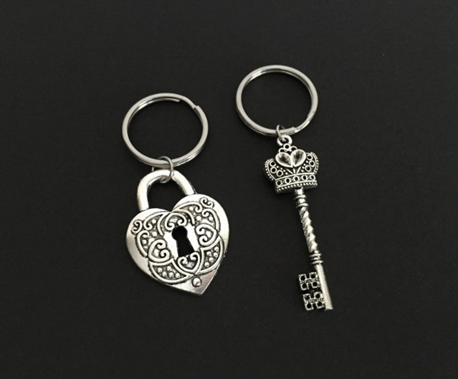 Heart & Key Chain Set. Husband and Wife Key Chains. Boyfriend ...