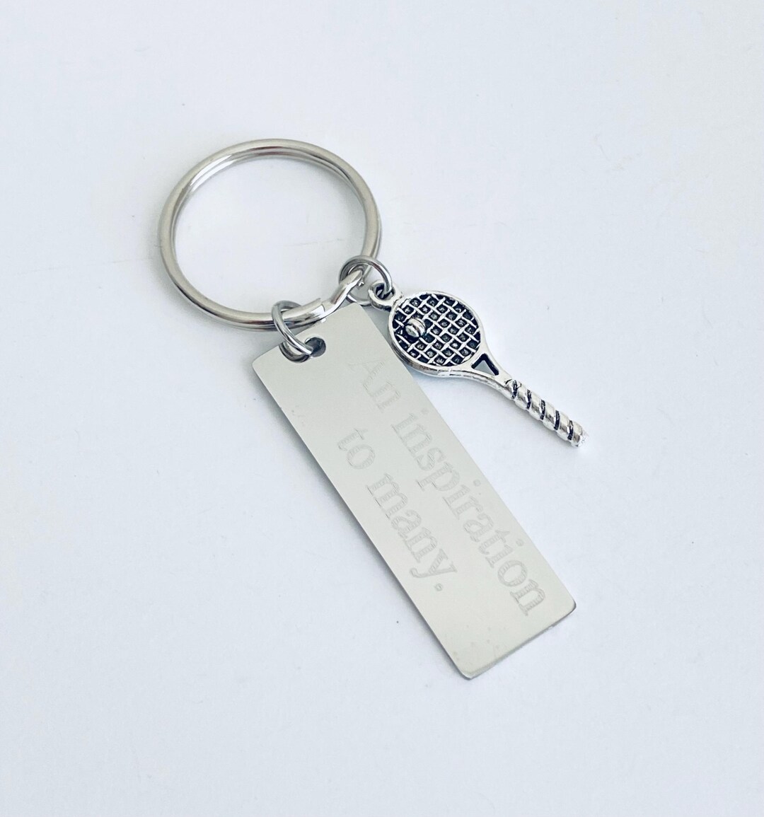 Personalized Tennis Key Chain. Engraved Tennis Player Key Ring. Gift ...