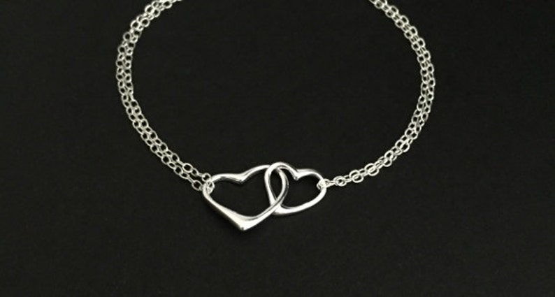 Sterling Silver Heart Bracelet. Double Heart Infinity | Etsy