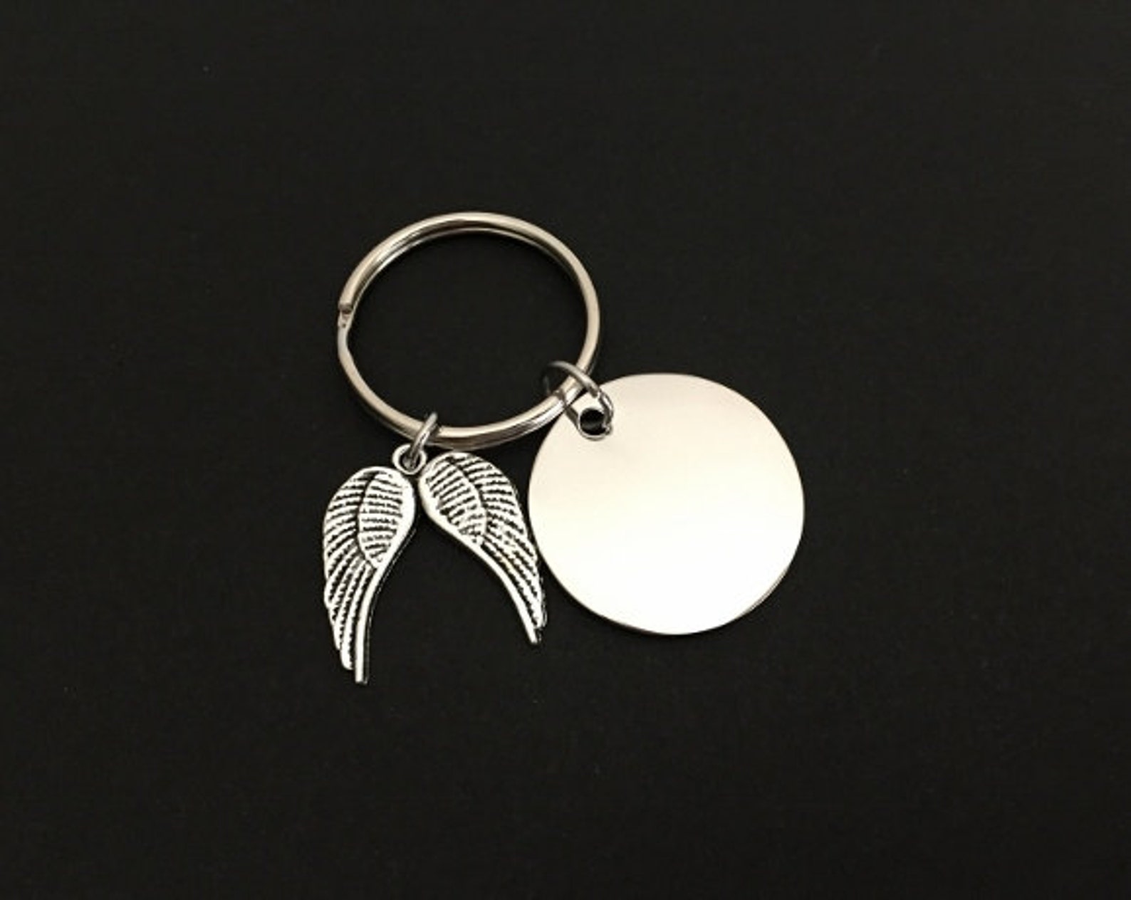 Personalized Angel Wings Key Chain. Customized Stainless Steel - Etsy