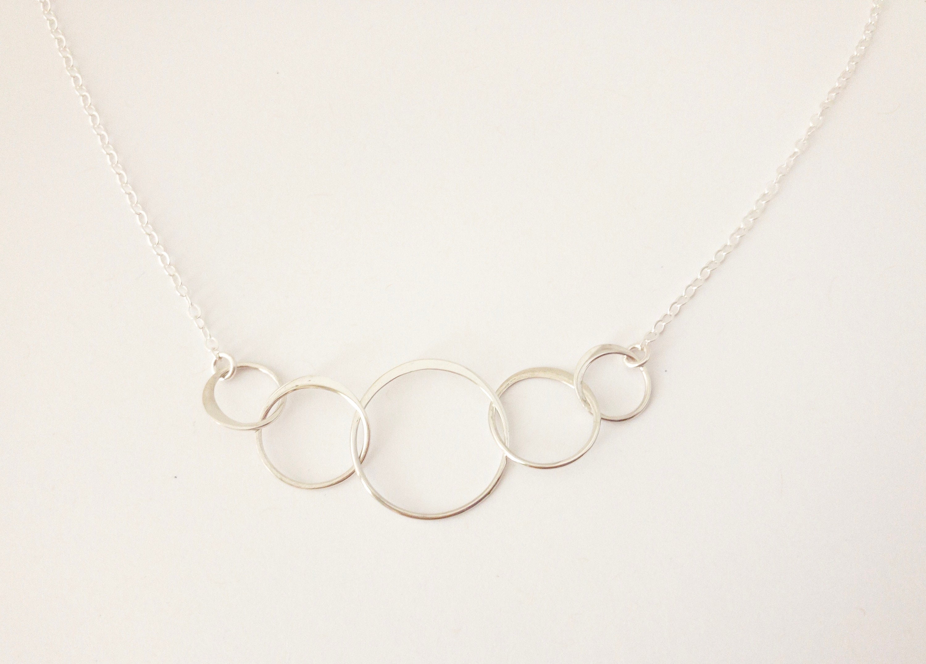 Delicate Sterling Silver Infinity Necklace. 5-Circle Necklace. | Etsy