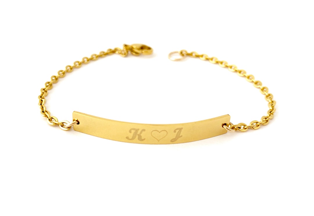 Personalized Gold Bar Bracelet. Long Gold Bar Bracelet. Custom Name Bar ...