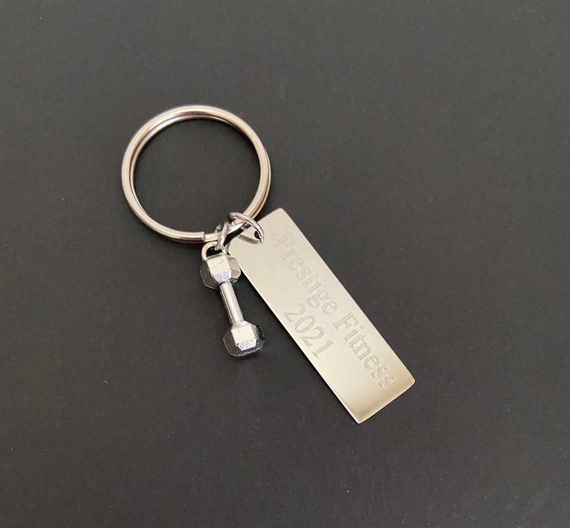 Personalized Dumbbell Key Chain. Customized Stainless Steel Tag ...