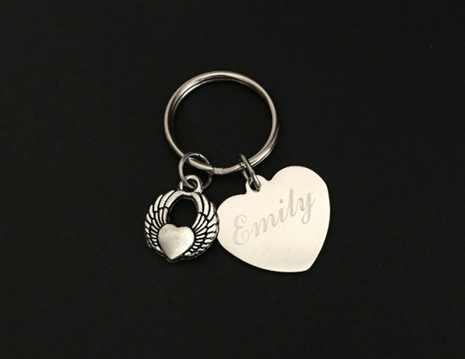 Personalized Heart Key Chain.Customized Stainless Steel Name | Etsy