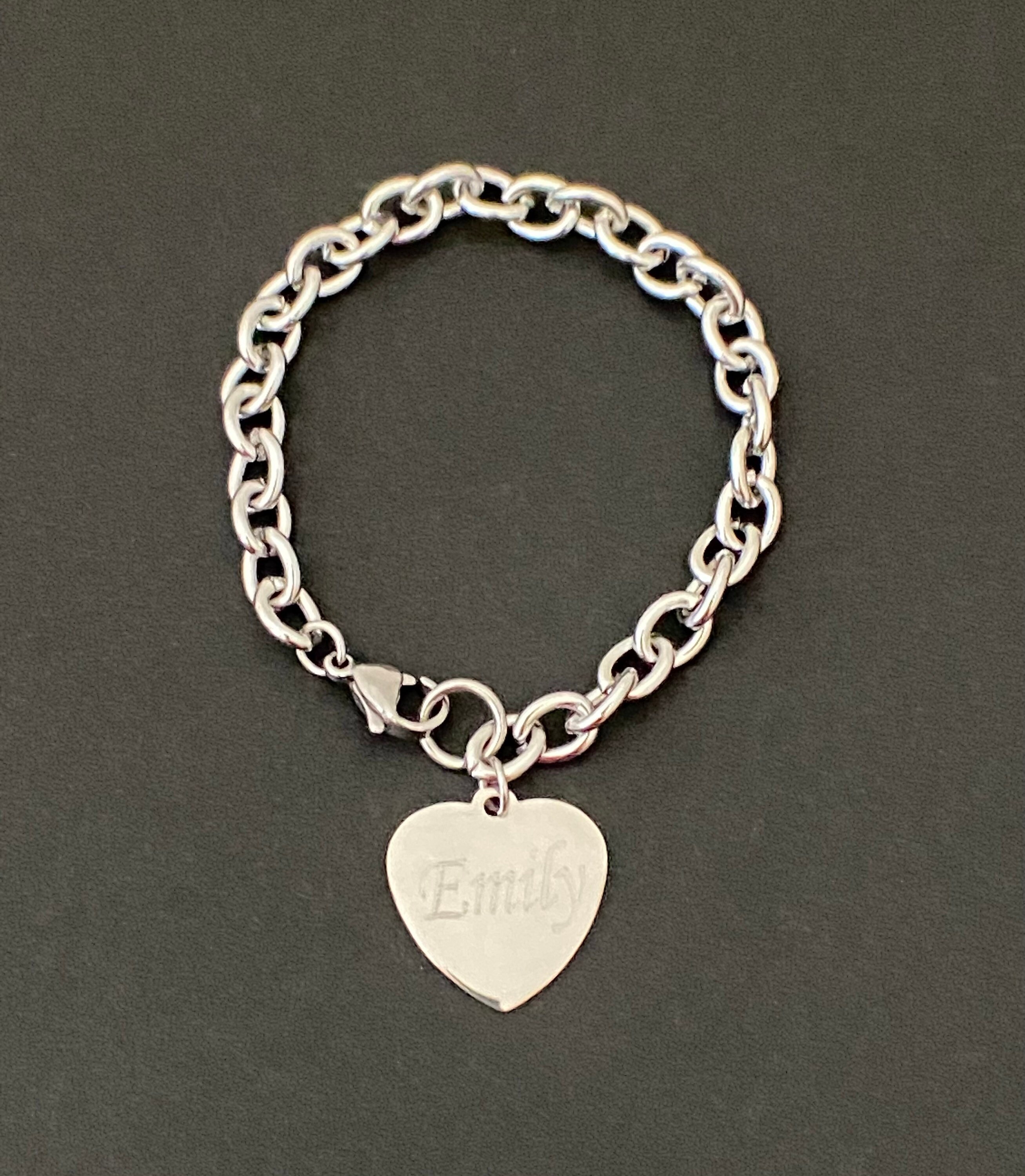 Name Bracelet. Stainless Steel Heart Charm Bracelet. Layer | Etsy