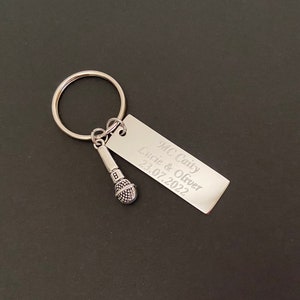 Personalized Microphone Key Chain. Customized Stainless Steel Tag. Name ...