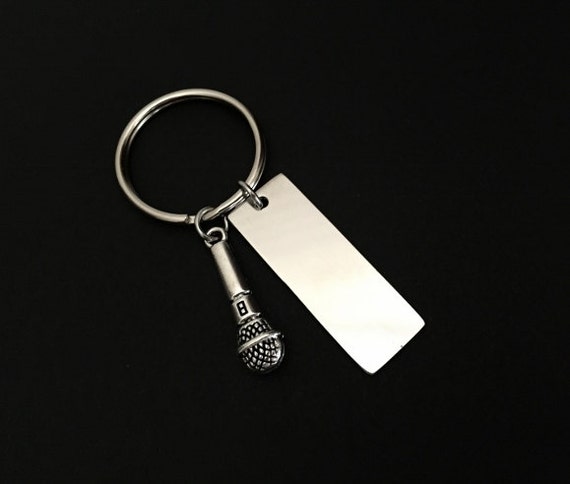 Personalized Microphone Key Chain. Customized Stainless Steel | Etsy