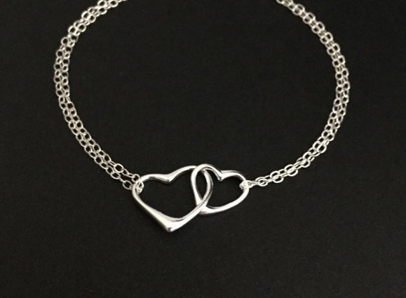 Sterling Silver Heart Bracelet. Double Heart Infinity | Etsy