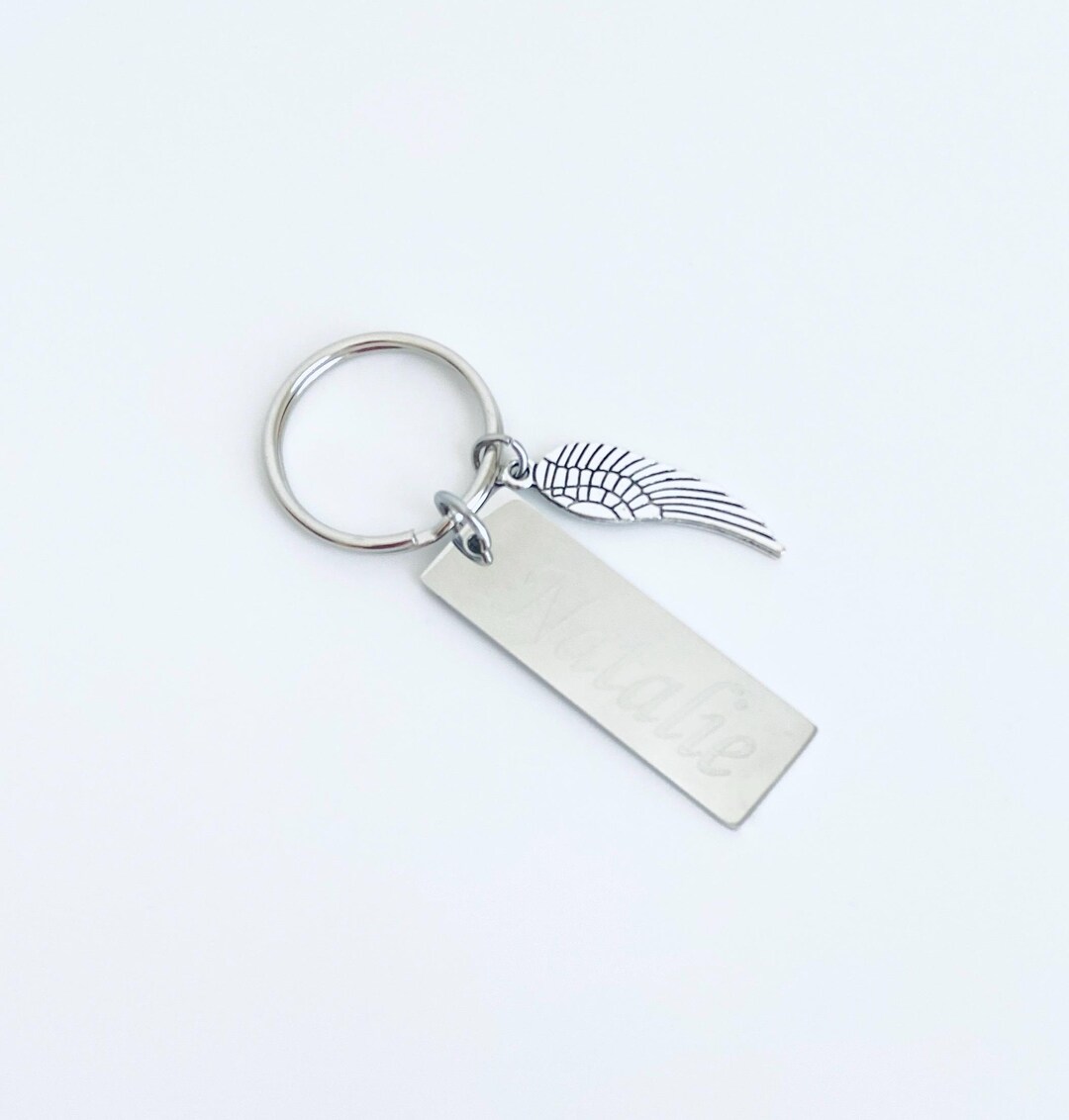 Personalized Angel Wing Key Chain. Custom Stainless Steel Name Key ...