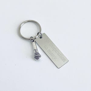 Personalized Microphone Key Chain. Customized Stainless Steel Tag. Name ...