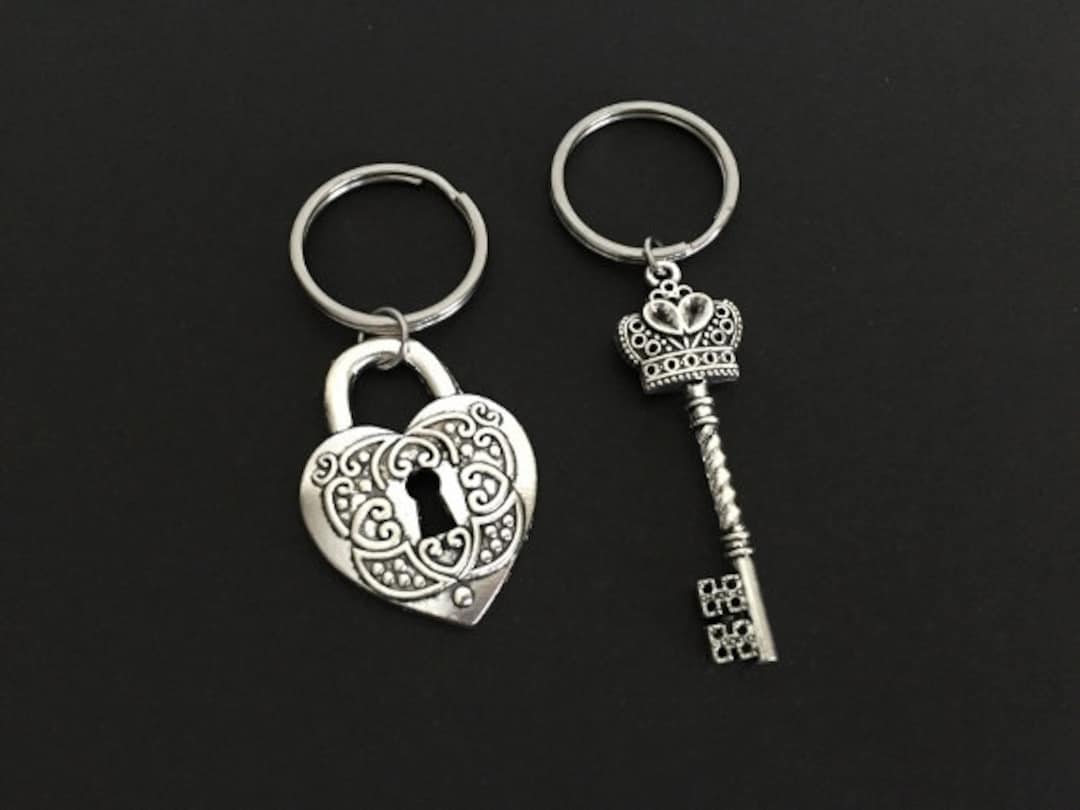 Heart & Key Chain Set. Husband and Wife Key Chains. Boyfriend ...