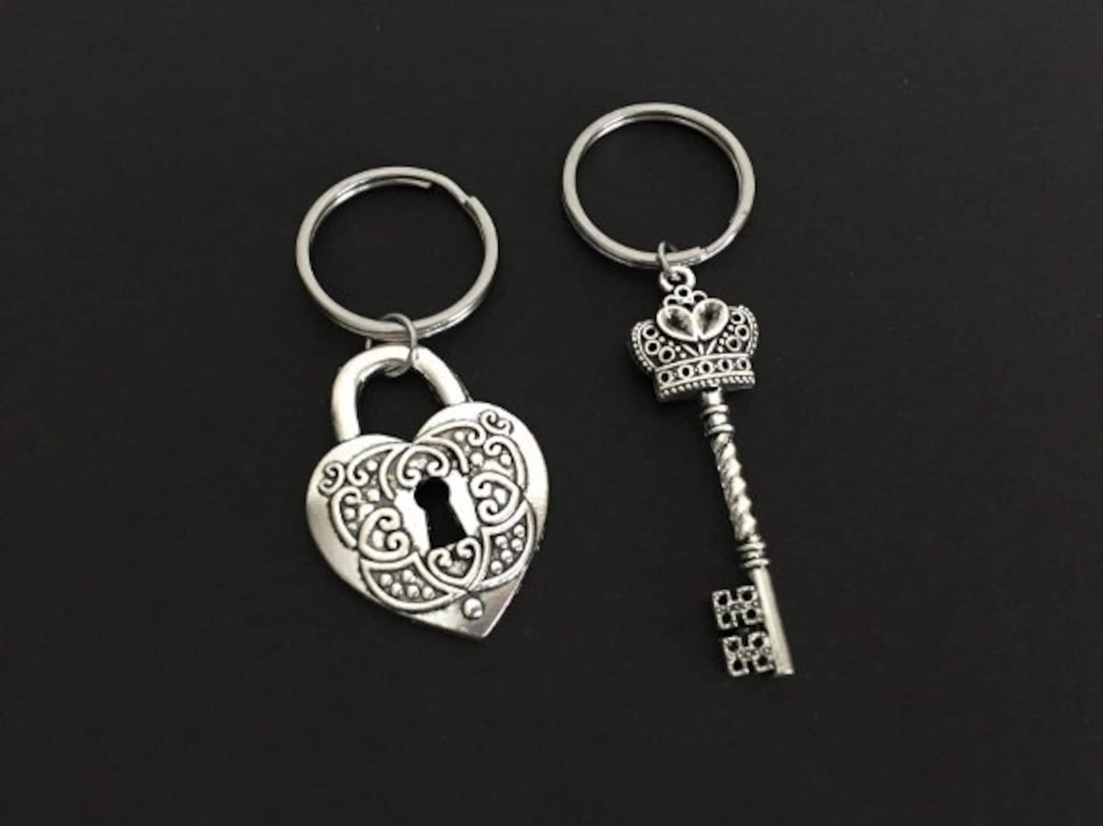 Heart & Key Chain Set. Husband and Wife Key Chains. Boyfriend ...