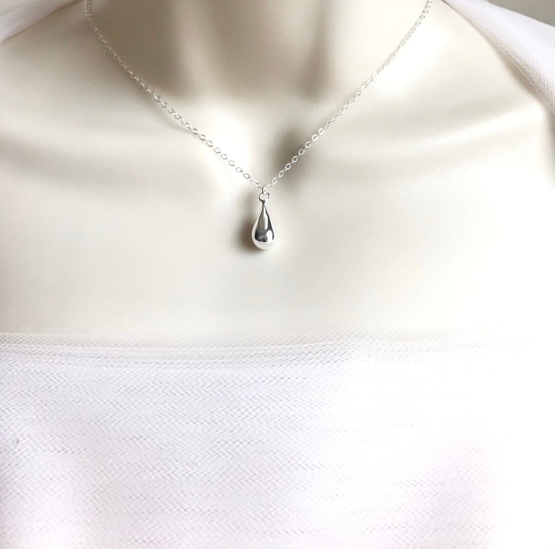 Sterling Silver Tear Drop Necklace. Silver Drop Necklace. - Etsy
